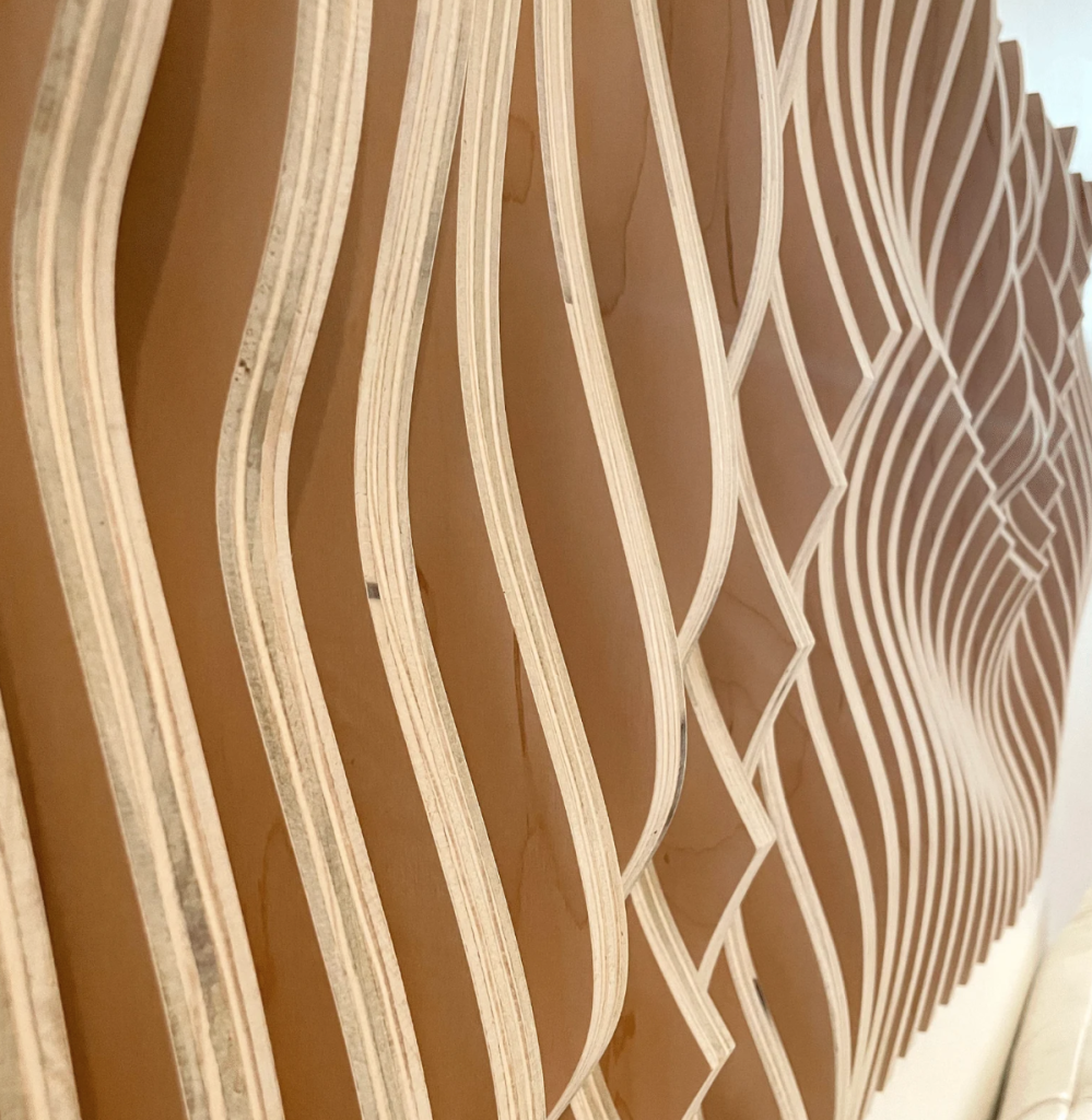 Parametric 3D Wave Wall Artwork, Acoustic Panel, 52″ x 22″ x 3″ – Audamod